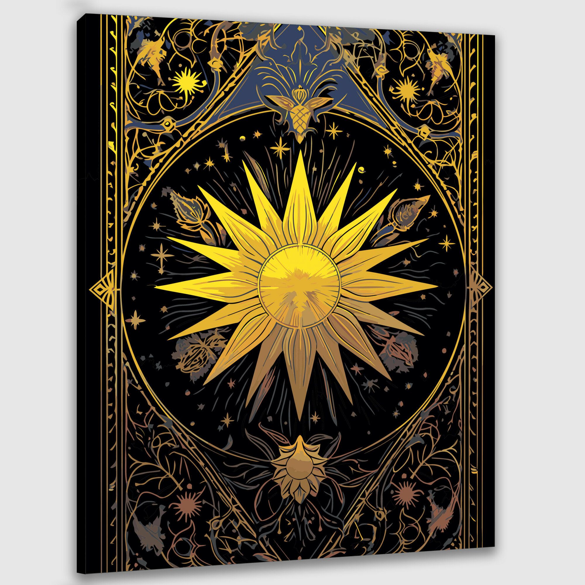 Картина по номерам 40x50 см, карта Таро, крупный план, детали рисунка, тонкие линии, яркие цвета, золотые акценты