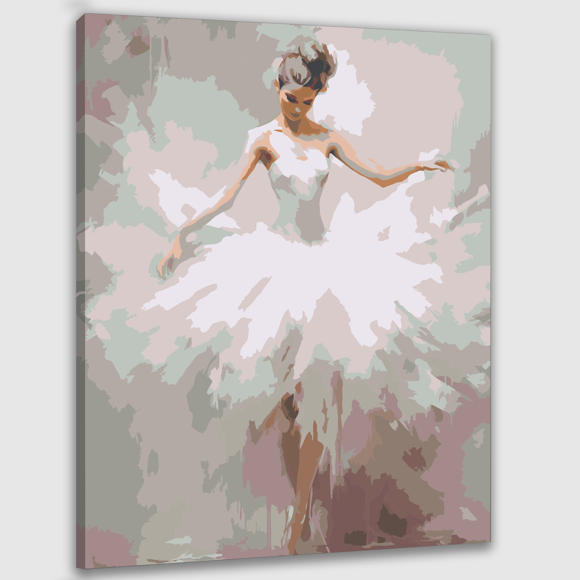 Картина по номерам 40x50 см, картина, масло, танцовщица, балет, грация, поза, атмосфера, пастельные тона