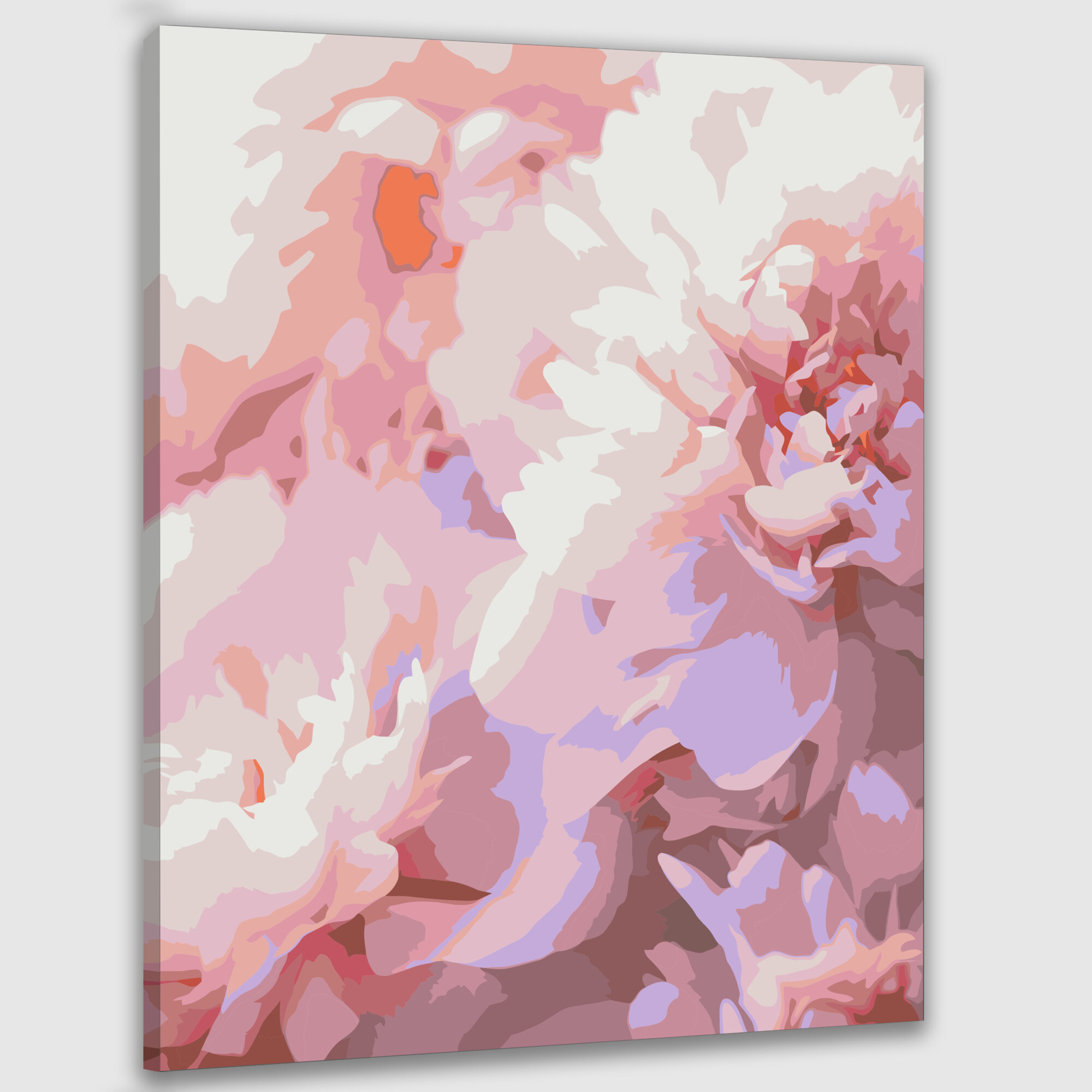 Картина по номерам 40x50 см, пионы, цветущие, крупный план, яркие цвета, бархатистая текстура, лепестки