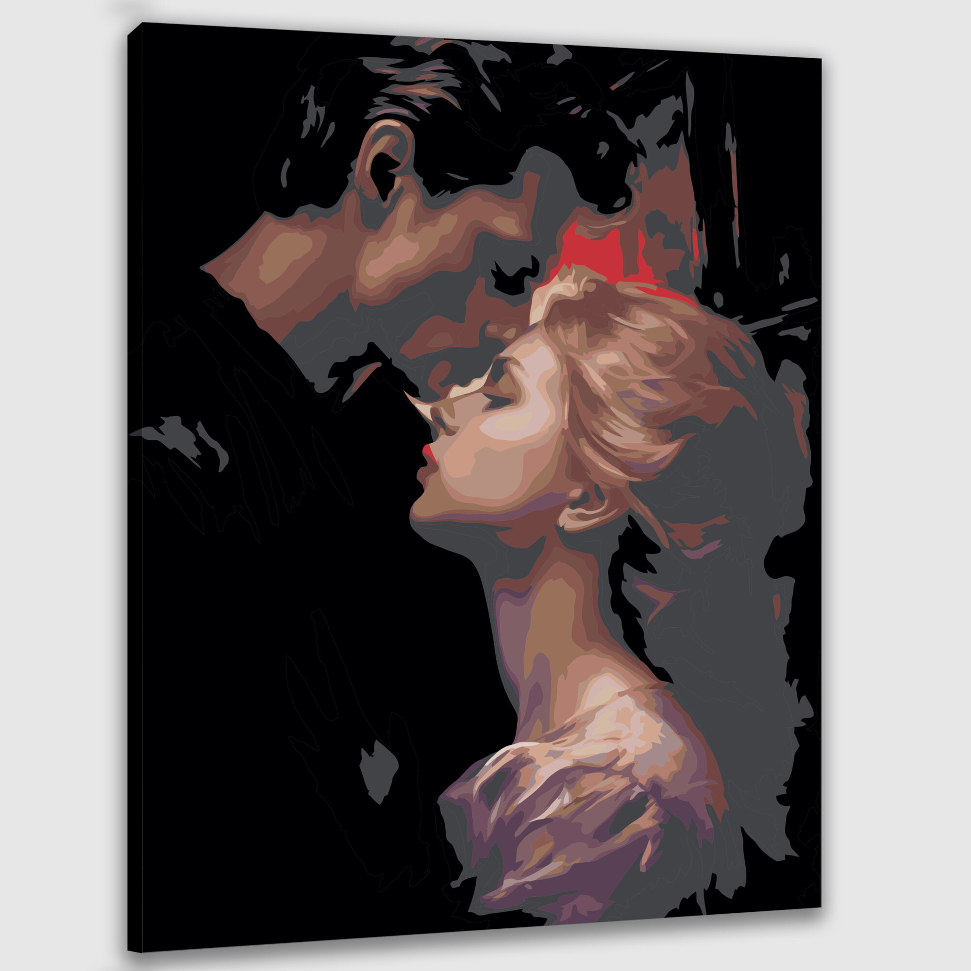 Картина по номерам 40x50 см, картина, масло, страсть, поцелуй, интимный момент, влюбленные, эмоции, краски, холст