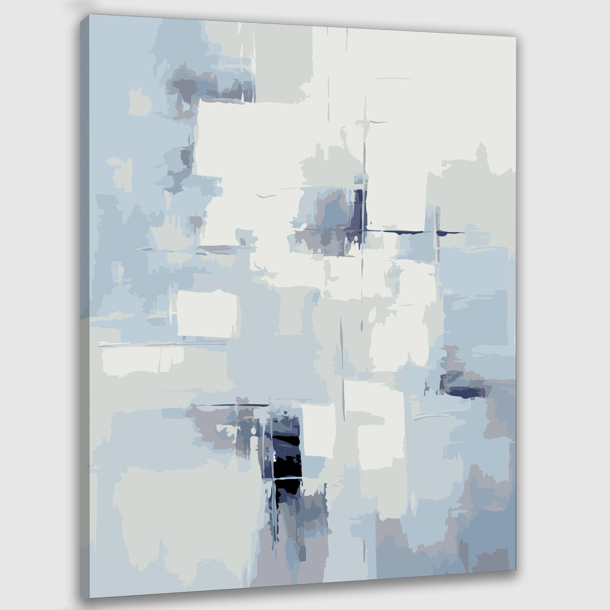 Картина по номерам 40x50 см, абстракция, минимализм, очищение, смелые мазки, белый, бледно-голубой, спокойствие
