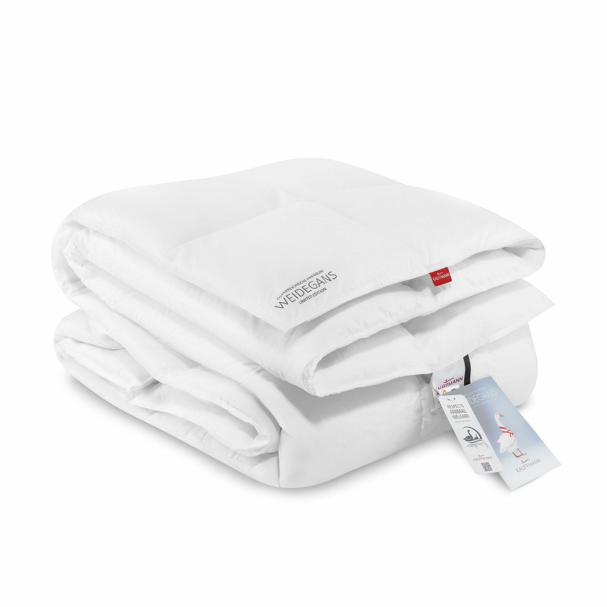Пуховое двуспальное одеяло Kauffmann OSTERREICHISCHE WEIDEGANS 200x220 средне-теплое, универсальное, 100% пух австрийского гуся