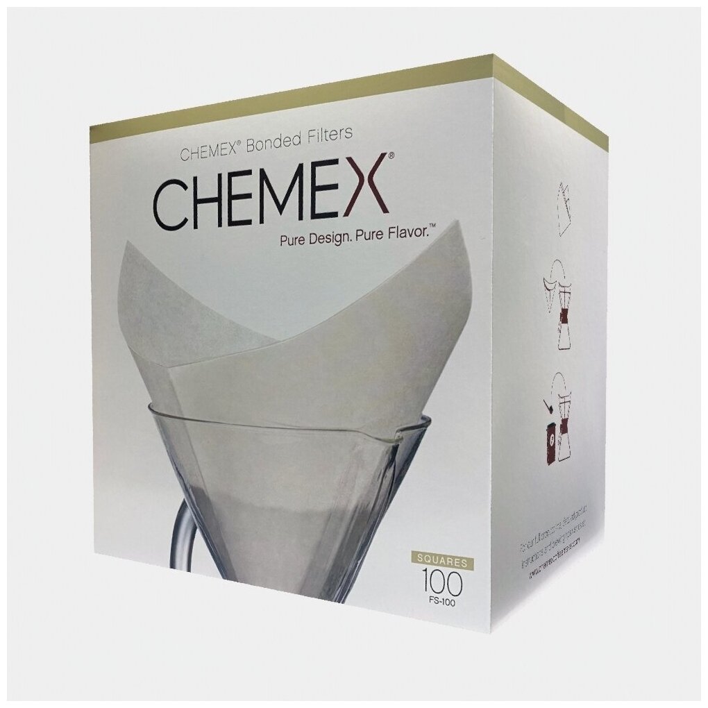 Фильтры для кофе бумажные квадратные Кемекс. Сhemex FS-100
