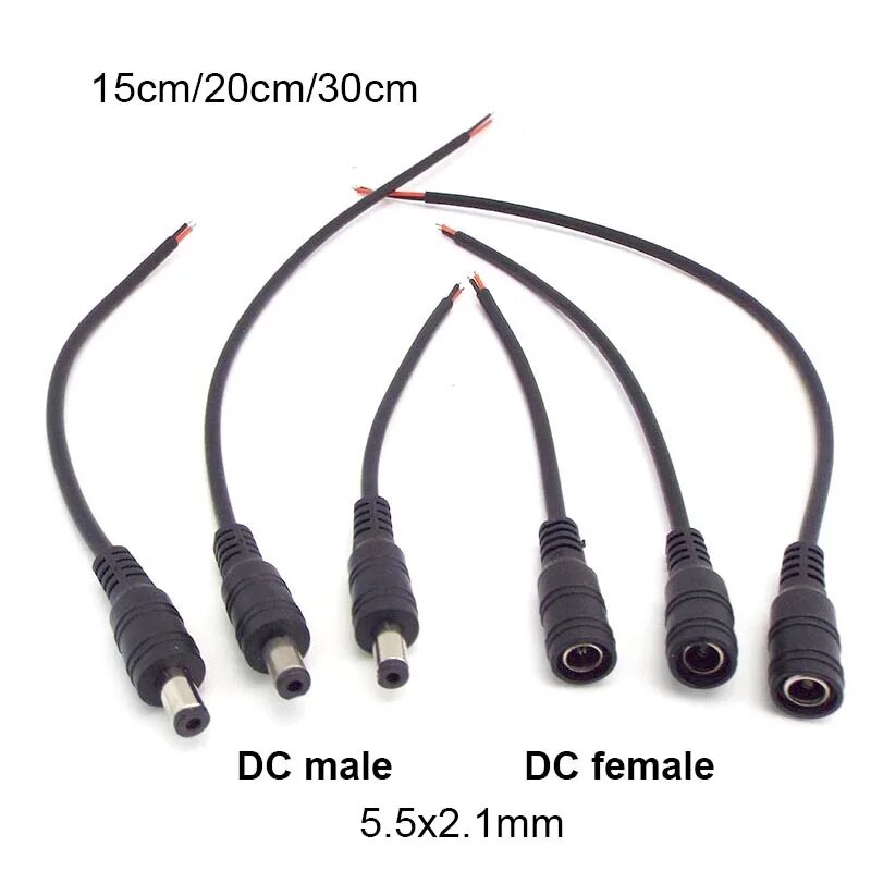 Кабель питания QvvCev A221181/A221182 12В 5.5x2.1мм 5pcs, DC female 30cm