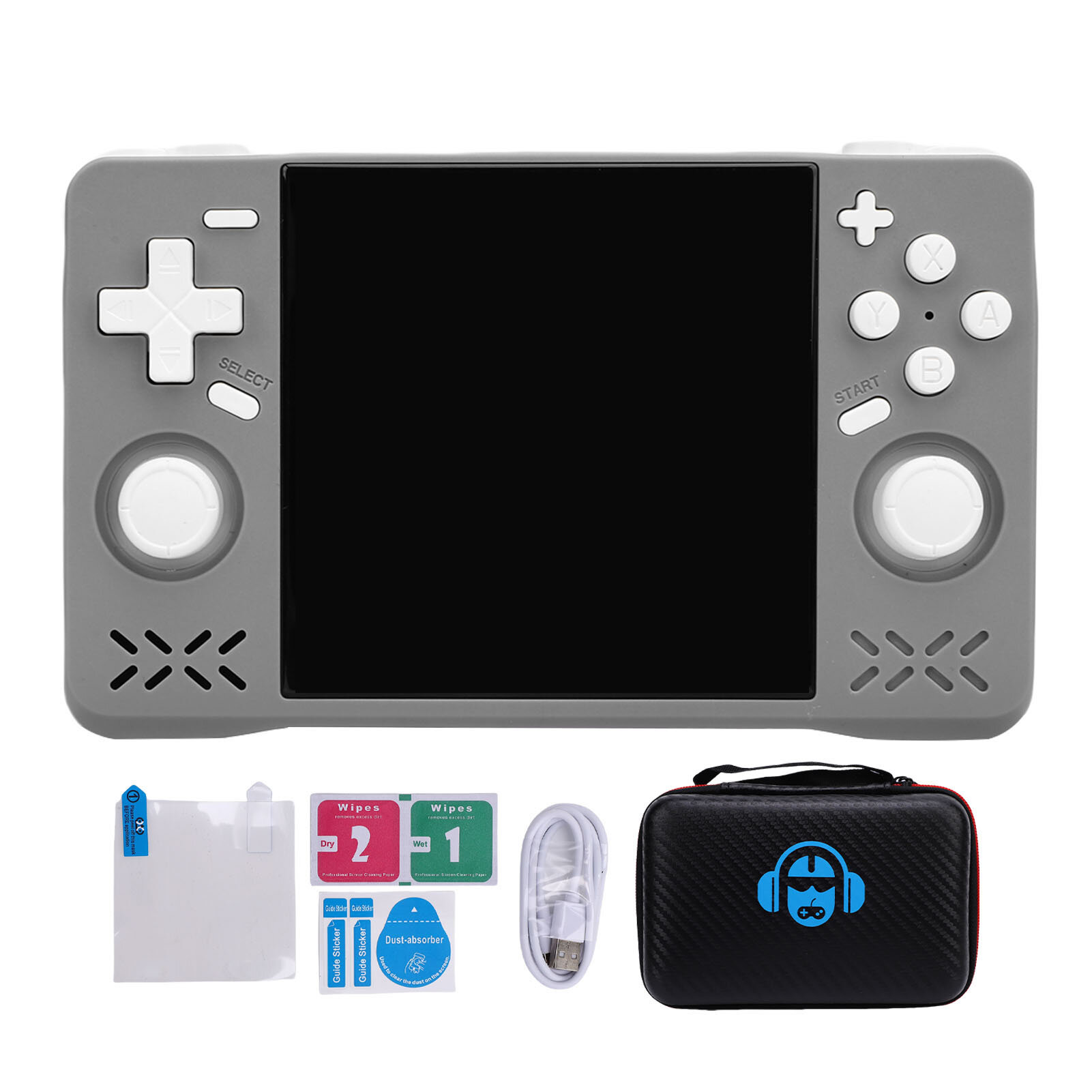 Ретро -ручная игровая консоль 4 -дюймовый экран 1,5 ГГц Портативная перезаряжаемая игровая консоль для домашних путешествий Grey 64 ГБ
