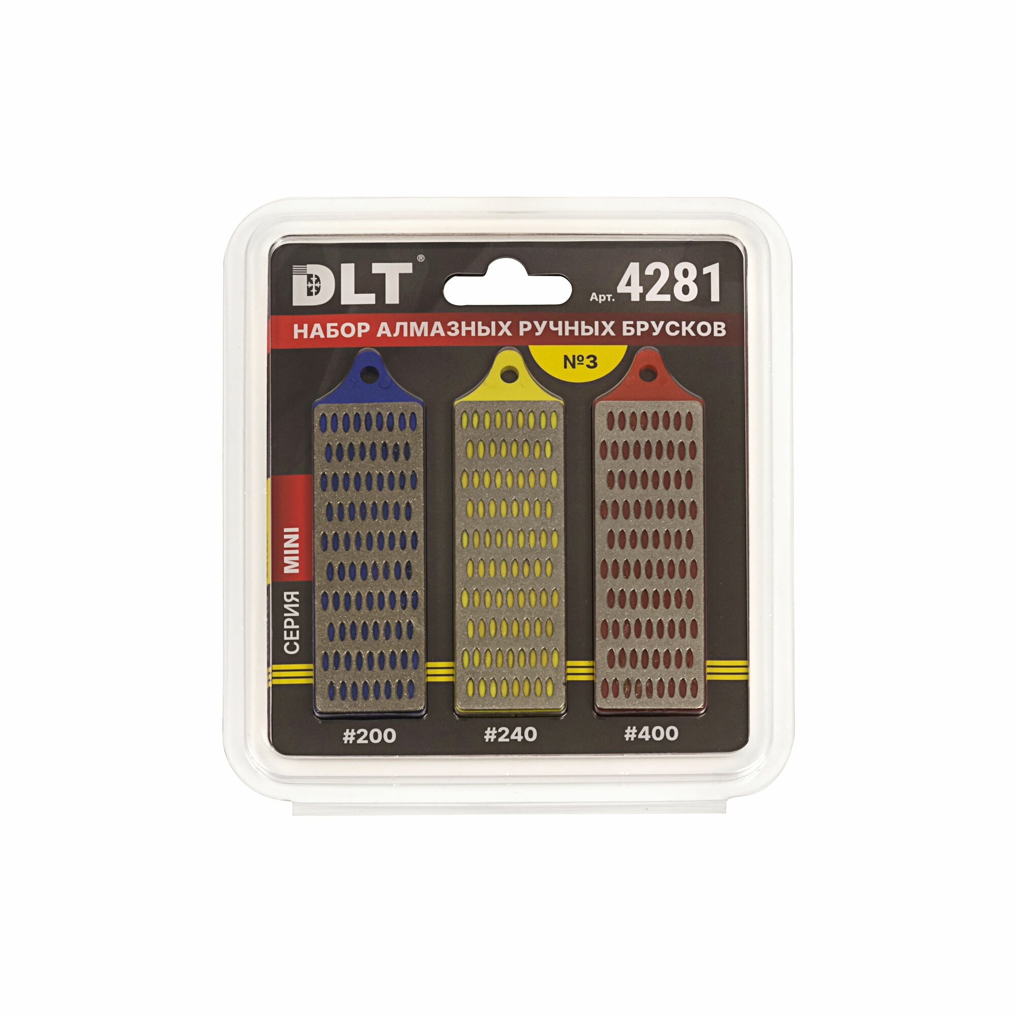 Набор алмазных ручных брусков DLT №3, серия Mini, #200, #240, #400, арт. 4281