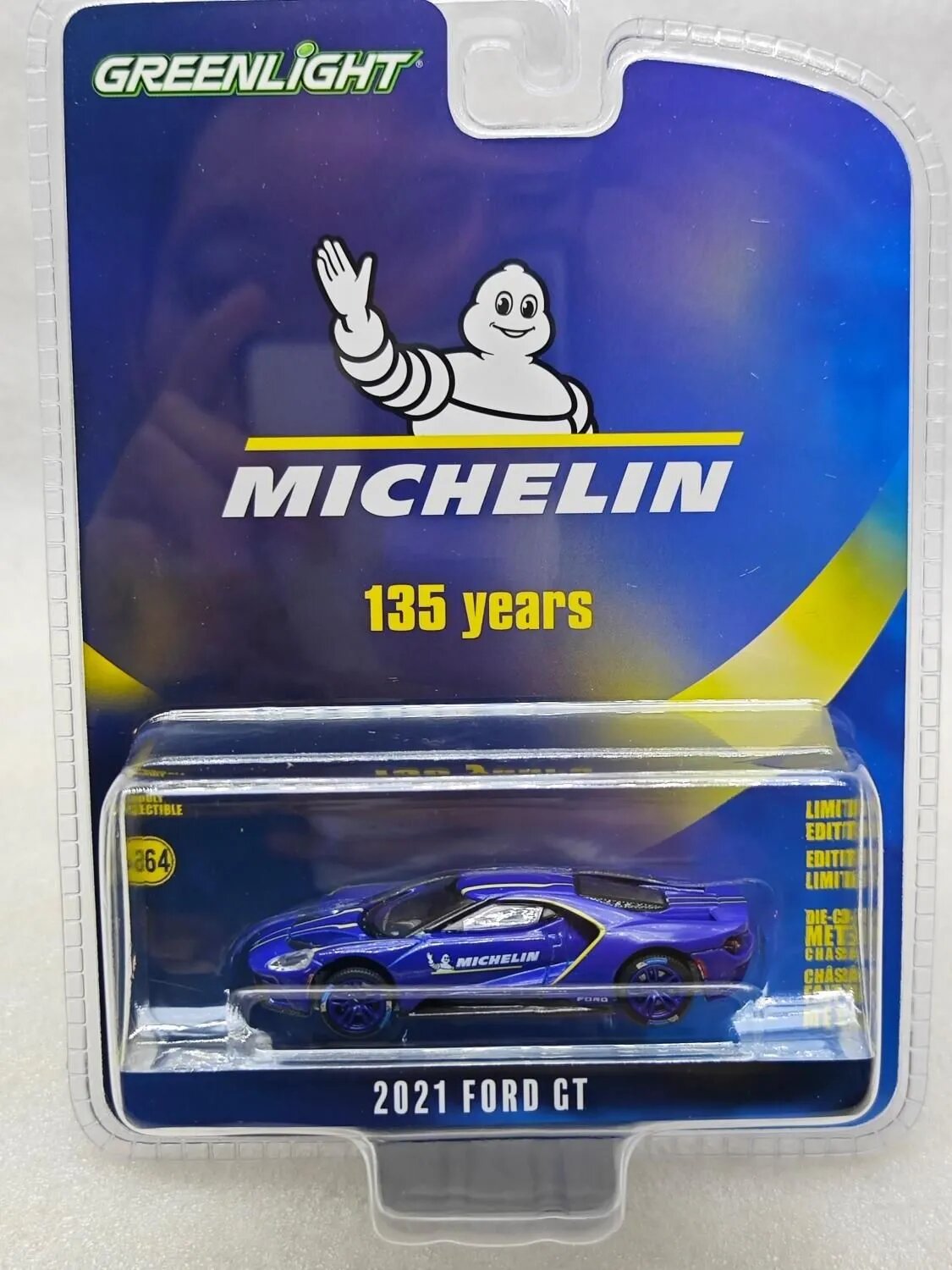 Машинка GreenLight 1/64 Anniversary Series 17-2021 Ford GT-Michelin 135th Anniversary Edition Die-cast Alloy Car Model Collection Toy Gift