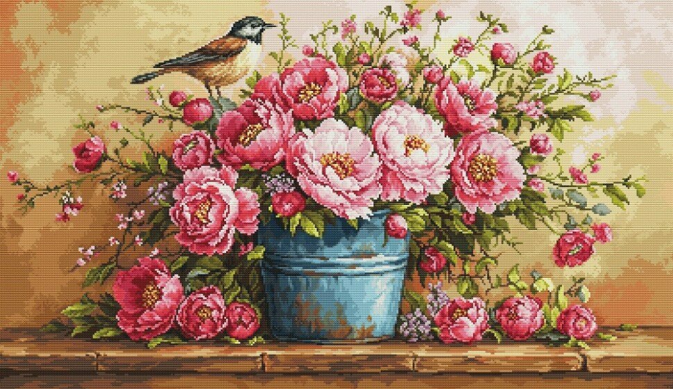 Набор для вышивания Luca-S #B7055 Роскошный букет цветов, Счетный крест, 60 x 35 см