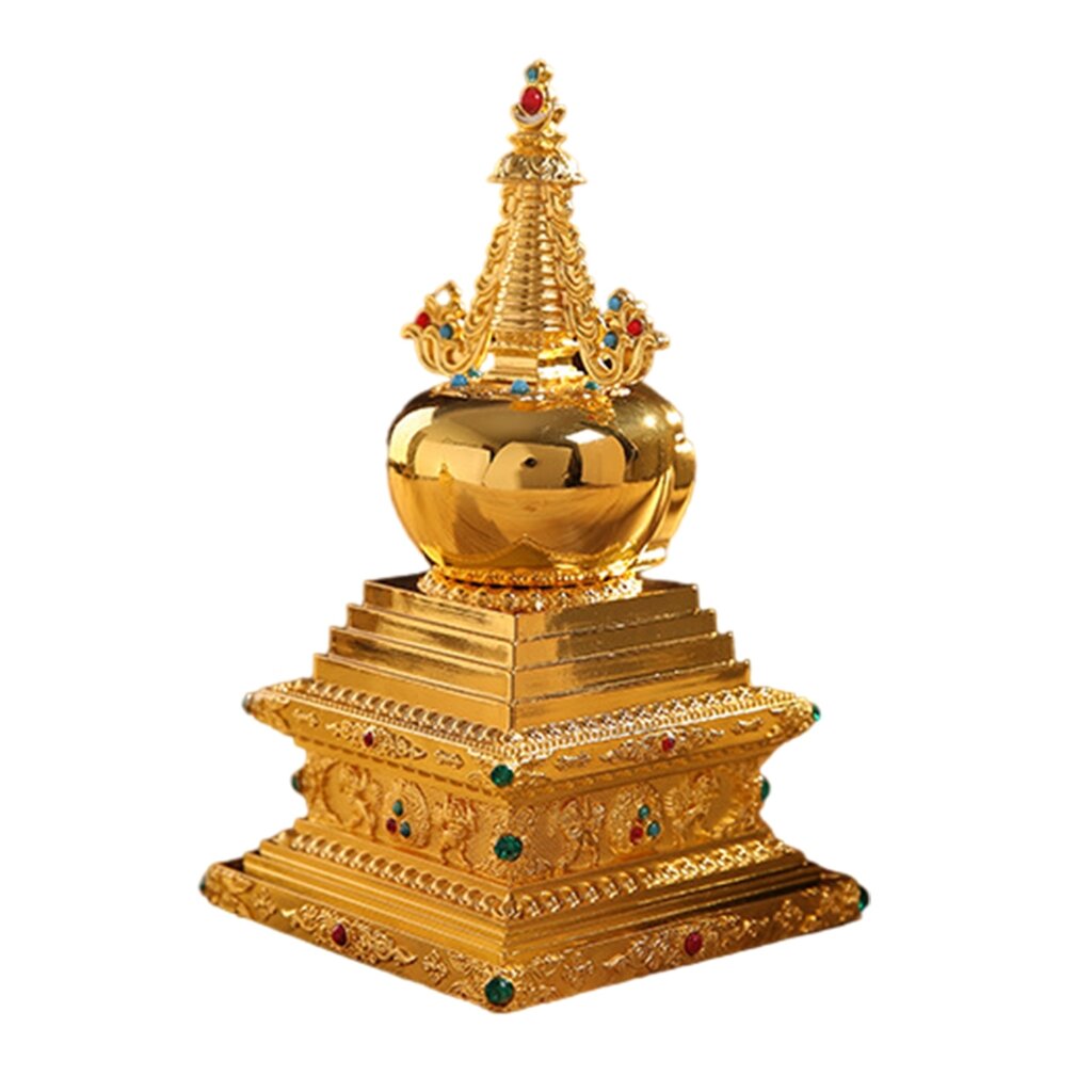 Тибетский Жемчуг Ступа Металлические Будды Пагода Статуя Стол для Медитаций Декоративное Украшение для Дома и Офиса Духовность