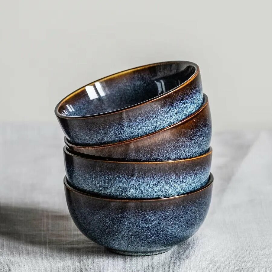 IKEA Пиала мрамор 240 мл голубой, бирюзовый, 4 шт