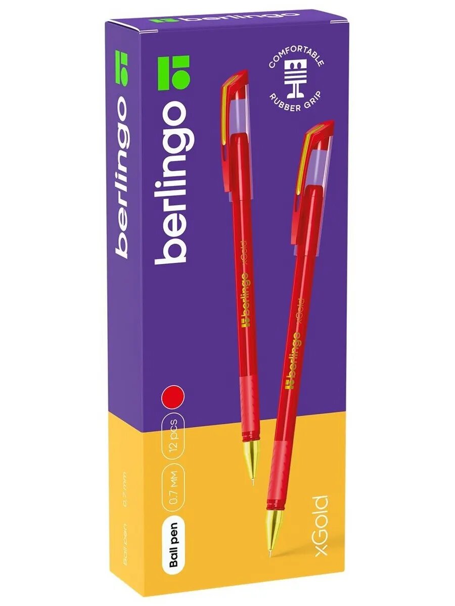 Ручки шариковые красные, набор 12 штук