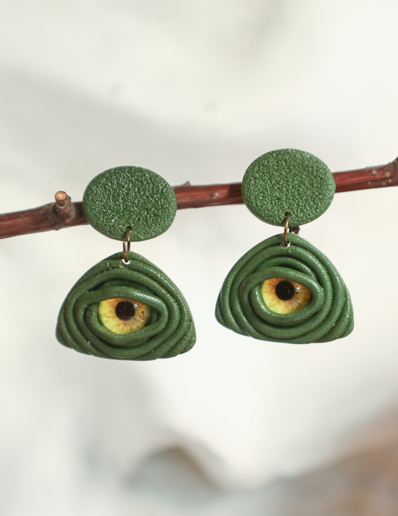 Серьги с подвесками, полимерная глина, стекло