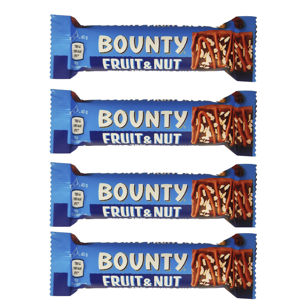 Шоколадный батончик Bounty Fruit & Nut Chocolate Bar Snack 40 гр (4 шт.)