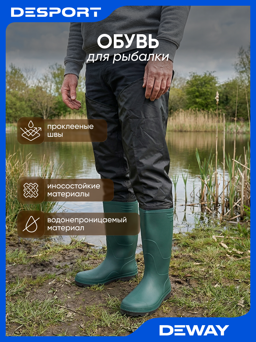 Сапоги забродные Deway мужские для рыбалки и охоты, хаки, водонепроницаемые