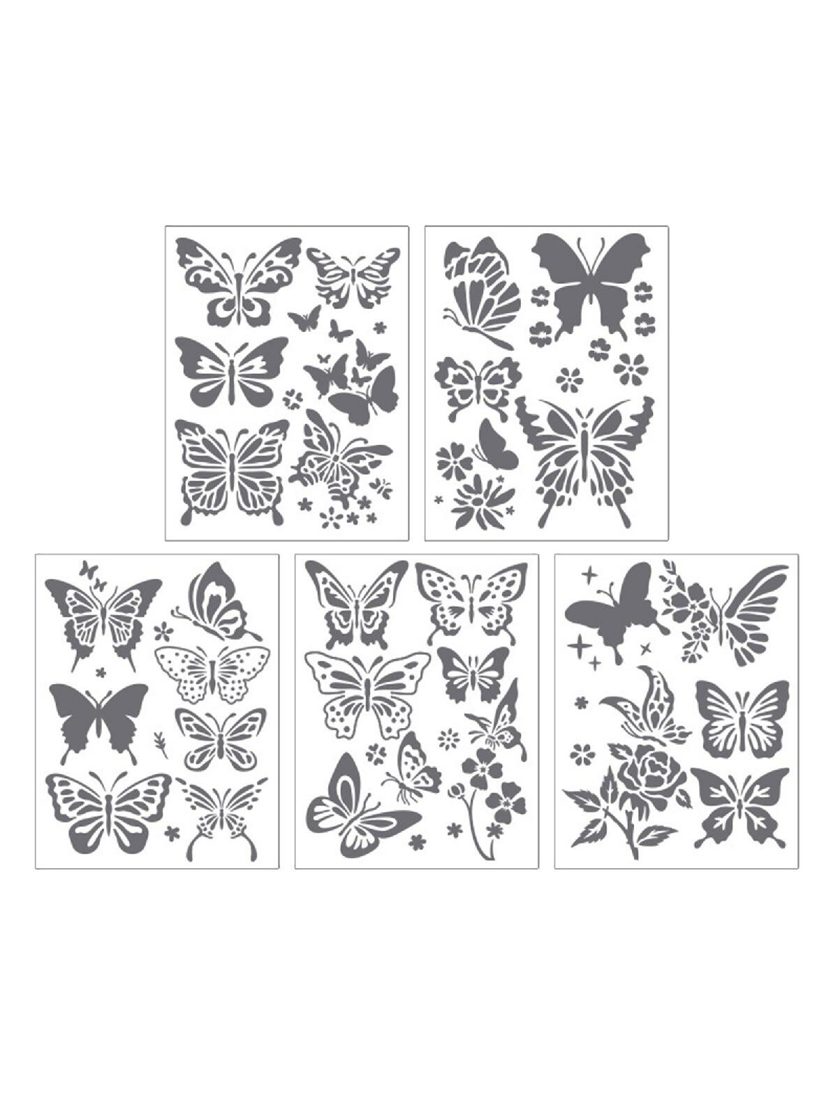 5шт шаблонов для рисования с цветами-бабочками для изготовления поделок, настенных вывесок из дерева