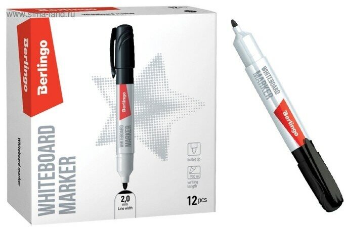 Маркер для доски 2.0 мм, Berlingo, чёрный
