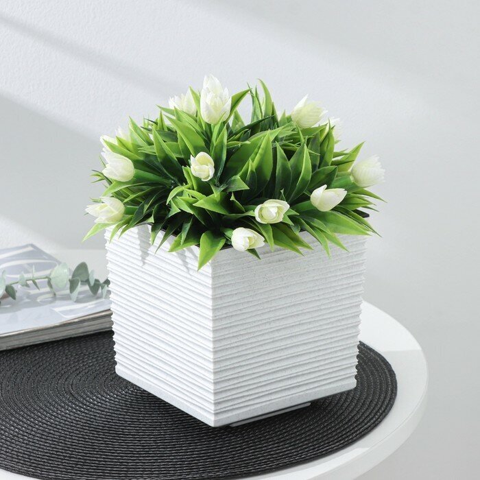 Кашпо со вставкой «Стиль», 1,5 л, цвет мрамор