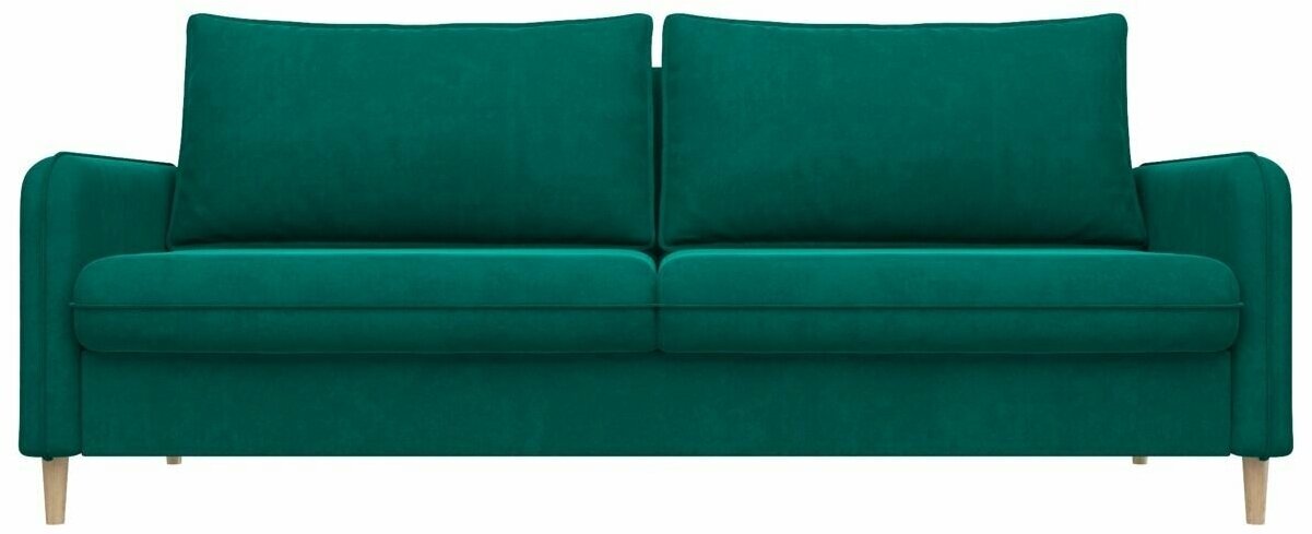 Прямой диван Остин, Велюр, Зеленый, Ящик для белья, 215х105х85см