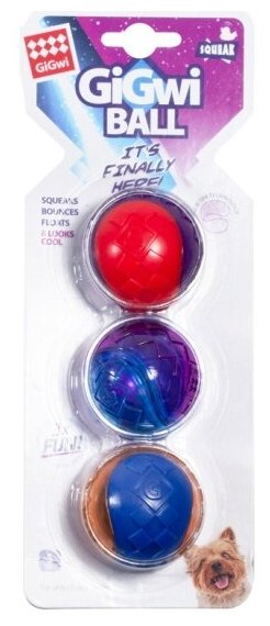 Игрушка для собак Gigwi G-Ball Три мяча с пищалкой 5 см.