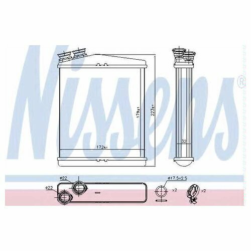 Радиатор печки Nissens 73645 для Land Rover Discovery Sport, Freelander, Range Rover Evoque; Volvo S60 II,
