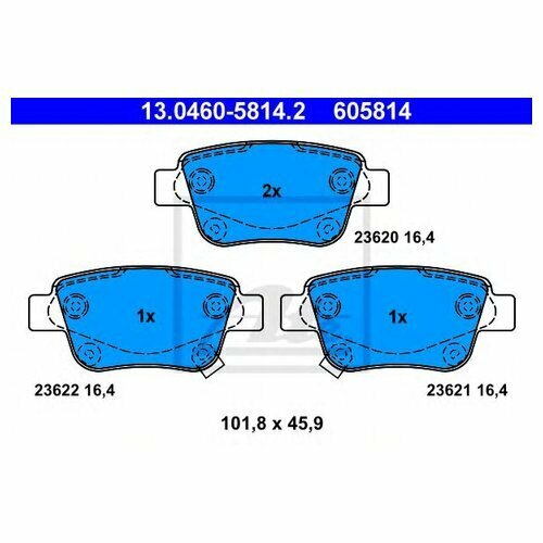 Комплект тормозных колодок Ate 13046058142 для Toyota Alphard, Avensis, Corolla Verso, Previa III