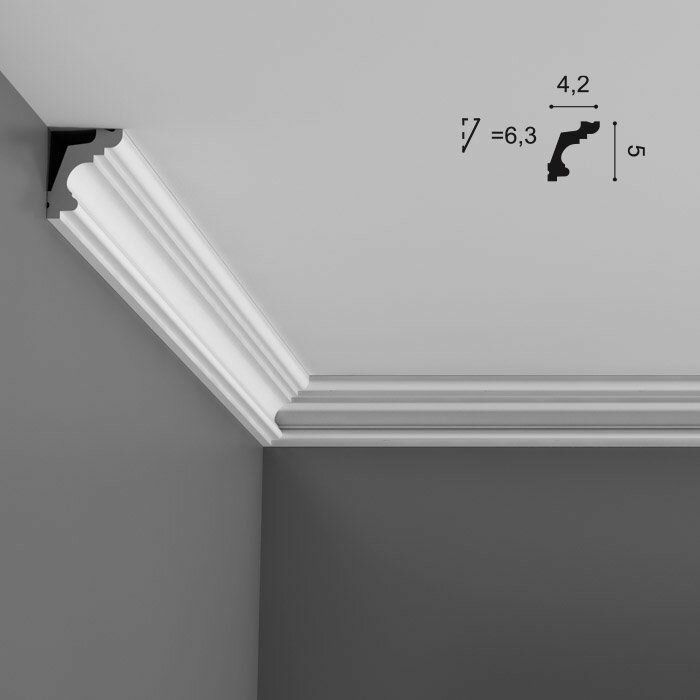Карниз Гладкий Orac Decor С322 Д200xШ4.2xВ5 см Лепнина из Полиуретана / Орак Декор.