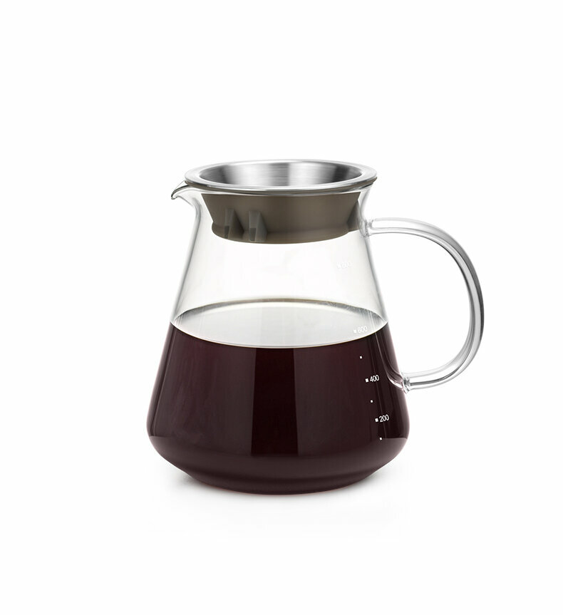 Кофейник SAMADOYO Glass Coffee Ware, 800 мл, боросиликатное стекло, металл, прозрачный-хромированный (F'005)