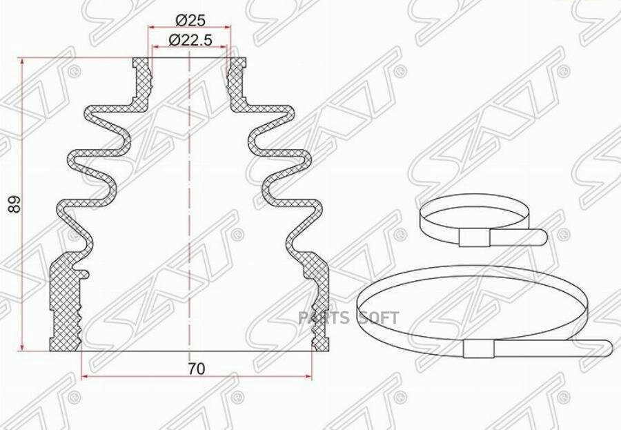 Пыльник шруса (Внутр/ Спереди) Nissan Qashqai 06-13 / Qashqai+2 08-14 SAT C-1690T | цена за 1 шт