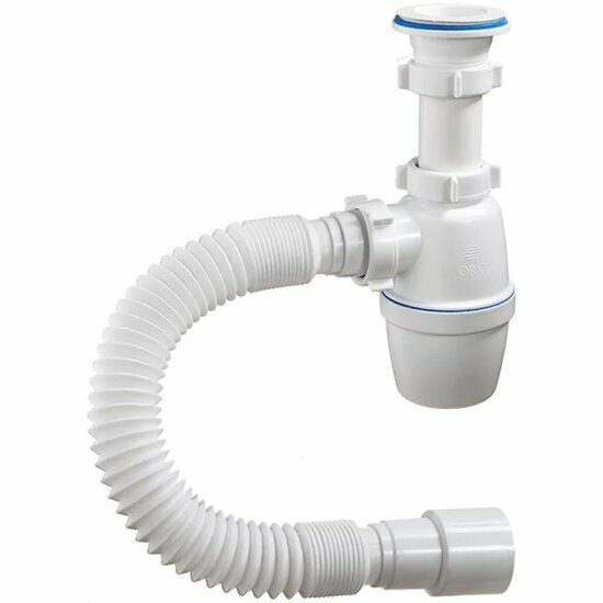 Сифон бутылочный Orio , 1 1/2" x 40 мм, с гофротрубой и пластиковым выпуском