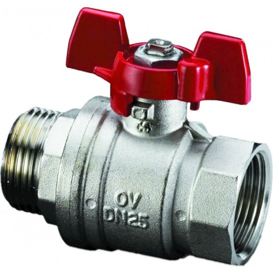 Кран шаровой Oventrop , Optibal, полнопроходной, DN-25, 1", НВ, PN, бар-16, ручка-бабочка