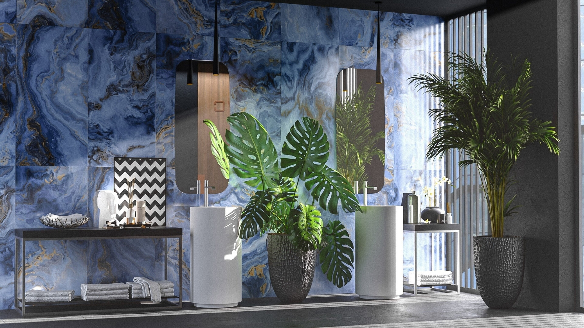 Керамогранит Neodom Arabesque Blue Polished 60x120 N20354 мрамор Глазурованная, Износостойкая, Морозостойкая, морозостойкая