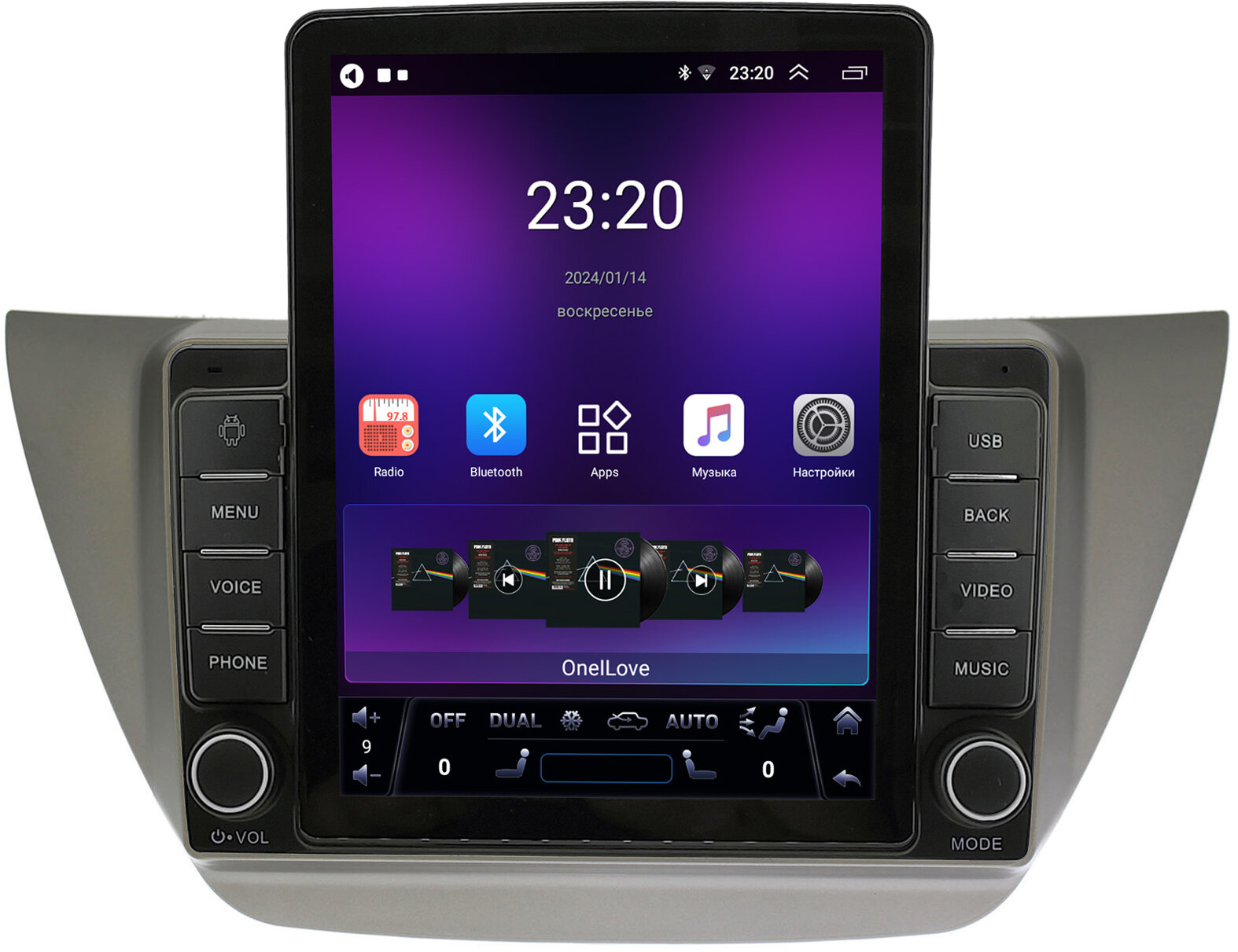 Штатная магнитола Canbox GTR095-9230 для Mitsubishi Lancer 9 2000-2010 (серая) на Android 10 (QLed, 4/64, DSP, CarPlay)