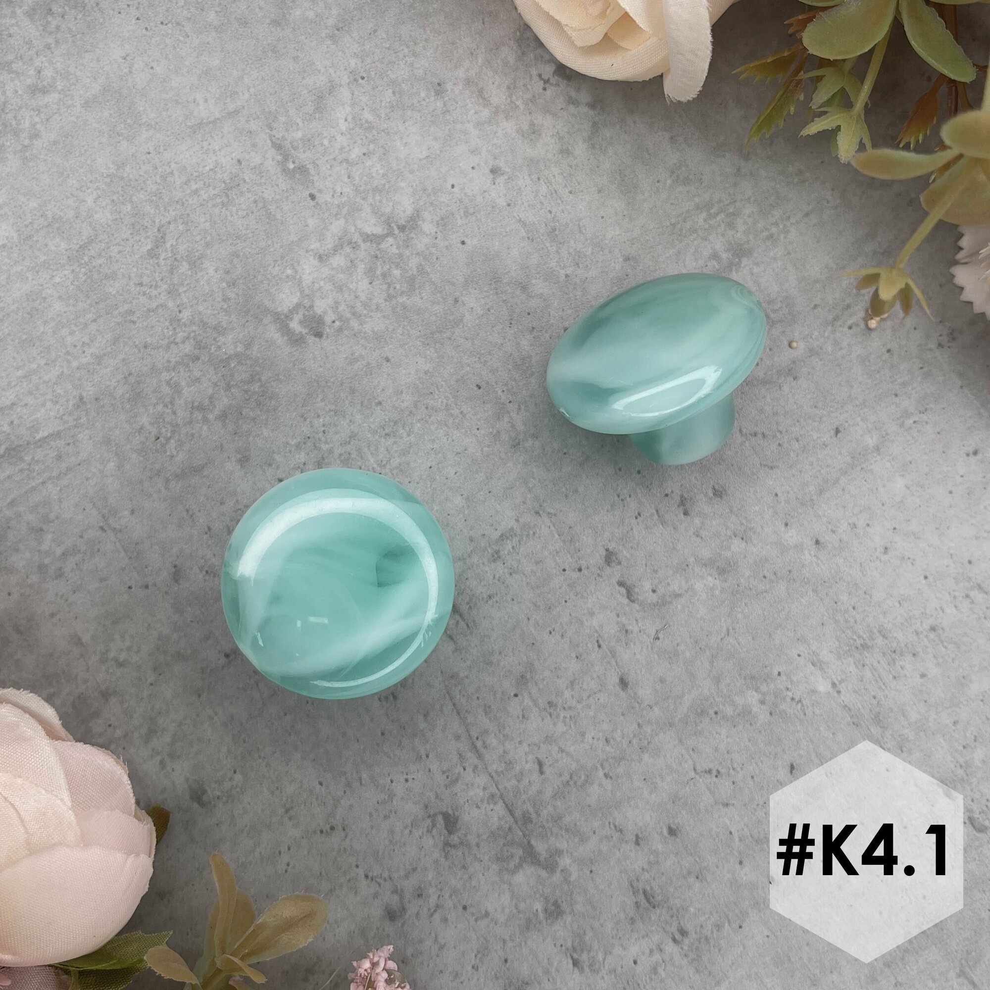 Ручка-кнопка бирюзовая, акрил 2 шт (К4.1)