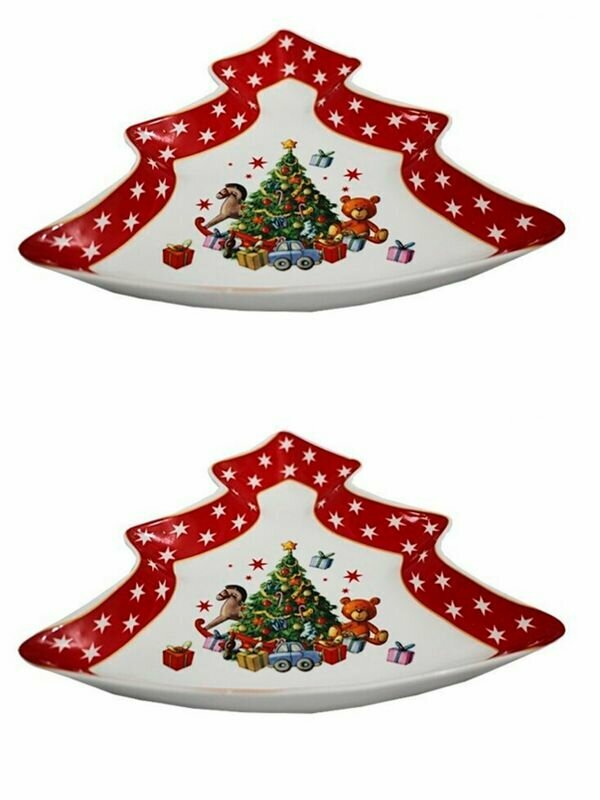 Набор блюд для сервировки 2шт / Фарфор, см / Lenardi, ёлка
