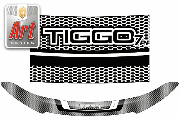 Дефлектор капота Chery Tiggo 7 Pro 2019 н. в. Серия "Art" белая САпластик