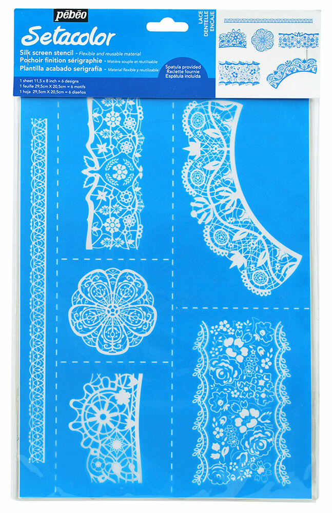 Трафарет Pebeo "Setacolor", Кружево, A4, с эффектом шелкографии, для красок по ткани, 21х27,9 см