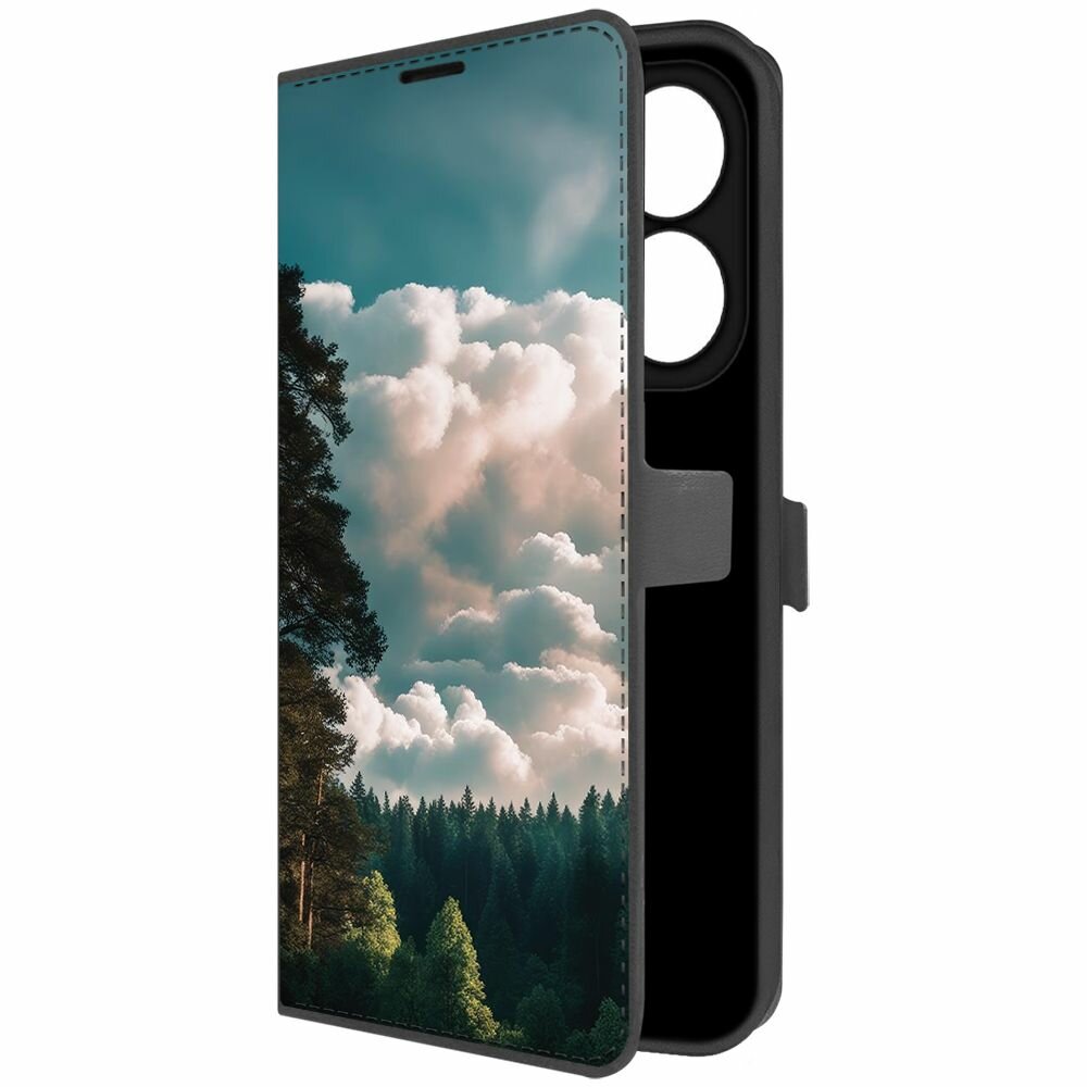 Чехол-книжка Krutoff Eco Book для INFINIX Smart 8 Облачно (черный)