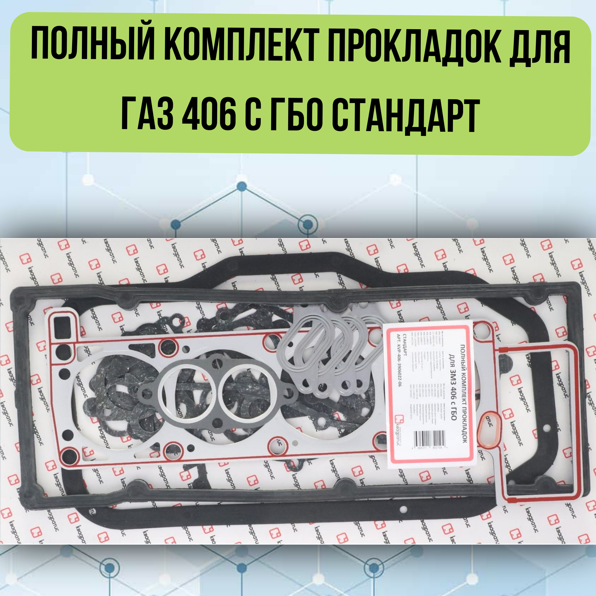 Полный комплект прокладок для ГАЗ 406 с ГБО Стандарт KVP-406-3906022-06