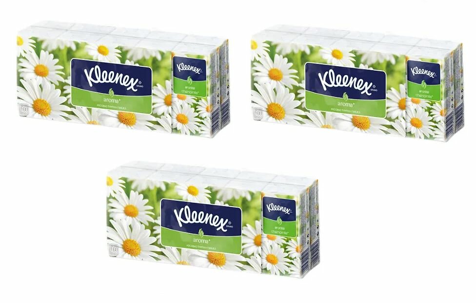 Kleenex Бумажные носовые платки, ароматизированные, 10 шт в упаковке, 3 уп.