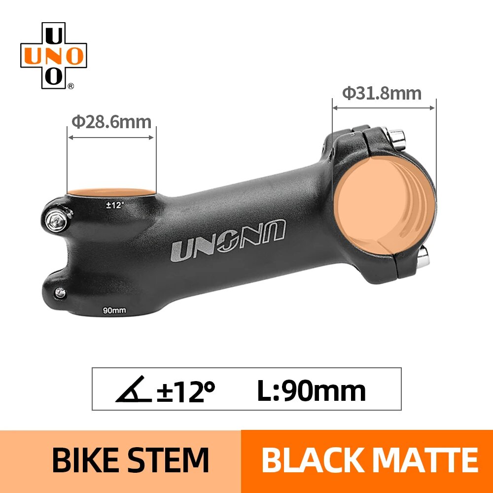 UNO Mtb вынос руля 31,8 мм алюминиевый черный 12° 60/70/80/90/100/110 мм 31.8x90mm stem 12