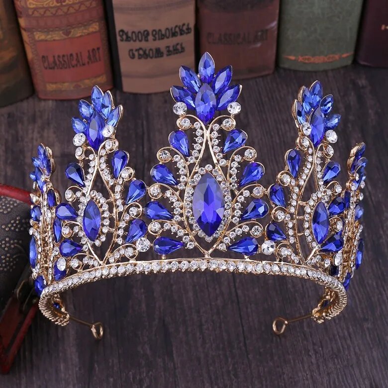 Диадема с кристаллами, Gold Blue, George Black