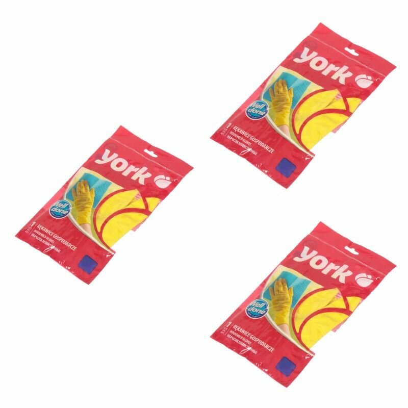 York Перчатки резиновые, размер L, 3 уп.