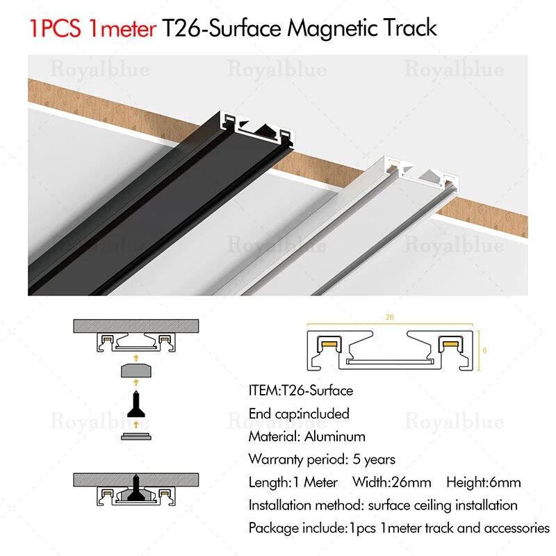 Smart Tuya Zigbee Потолочный Светильник Royal Blue White Body, T26-Surface