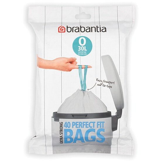 Мешки для мусора Brabantia PerfectFit, размер O (30 л), упаковка-диспенсер, 40 шт. (124846)