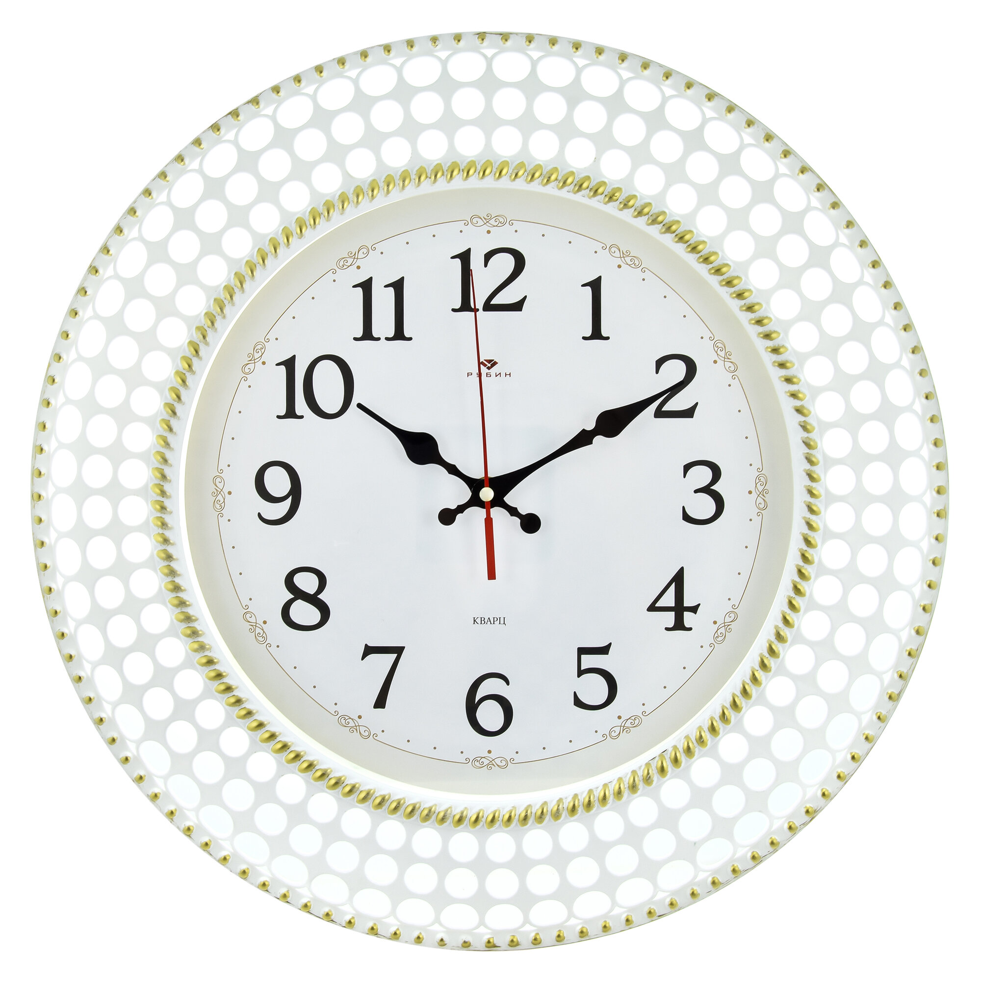 Часы настенные "Рубин" 4027-002. белый с золотом "Классика"