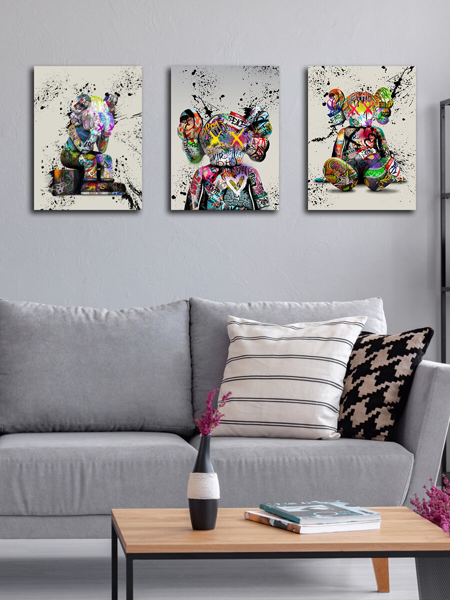 Картины на холсте LOFTime 3 шт игрушки граффити 1 30Х40 К-610-3040
