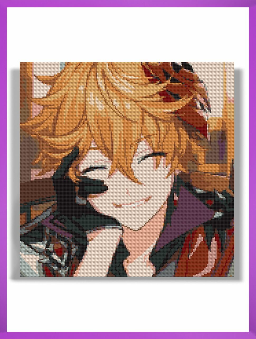 Алмазная мозаика на подрамнике - вышивка Genshin impact - Чайлд 40 х 40 см