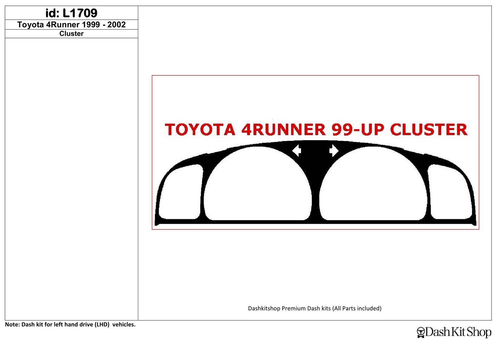 Накладки салона под дерево, карбон, алюминий для Toyota 4 Runner 1999-2002. Комплект L1708.