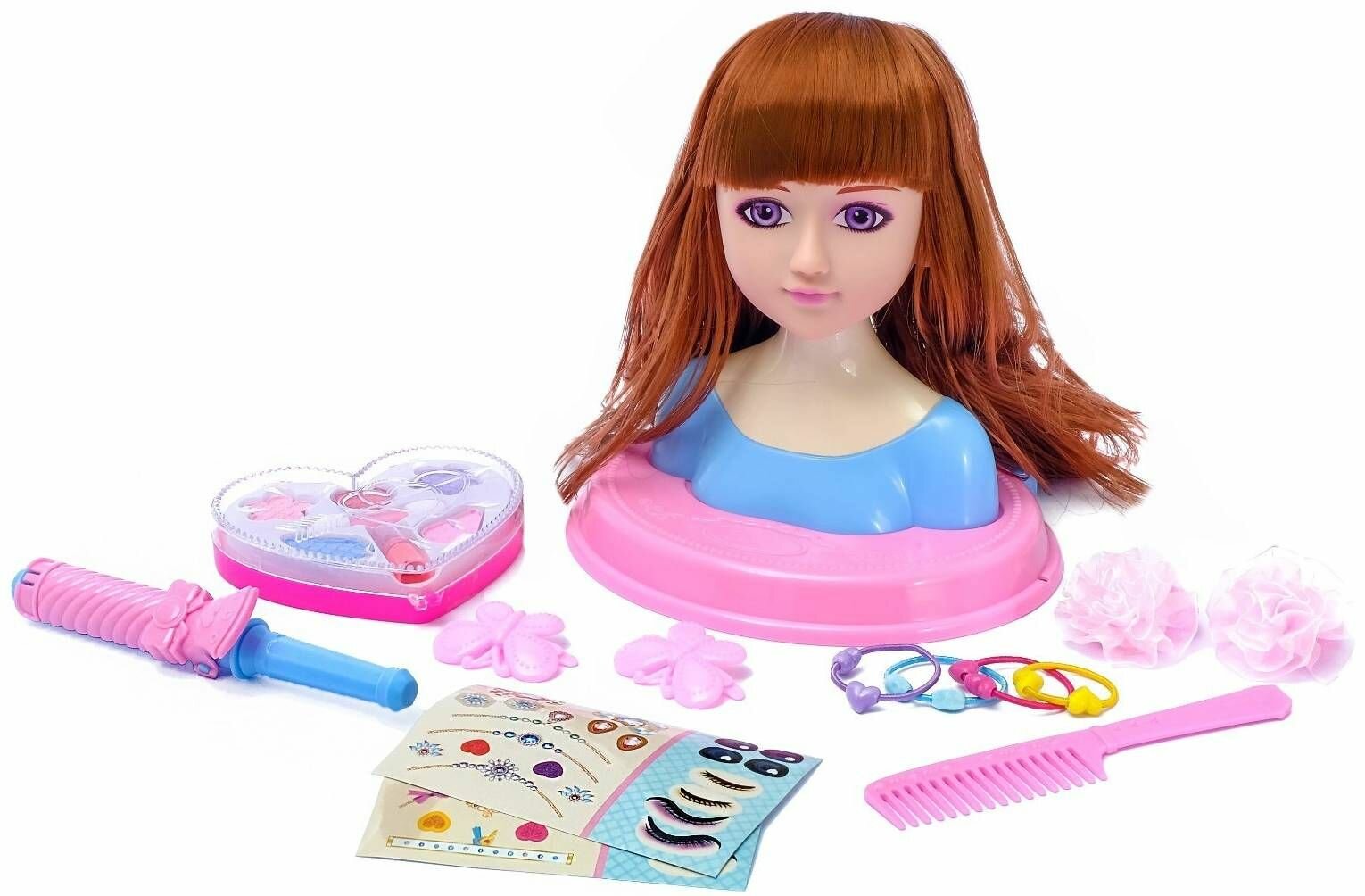 Кукла-манекен для создания причёсок и макияжа "Стилист" с аксессуарами для волос, детский сюжетно-ролевой набор для девочек, юный парикмахер, микс