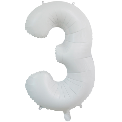 Шар фольгированный ненадутый К цифра 3 26" Белый